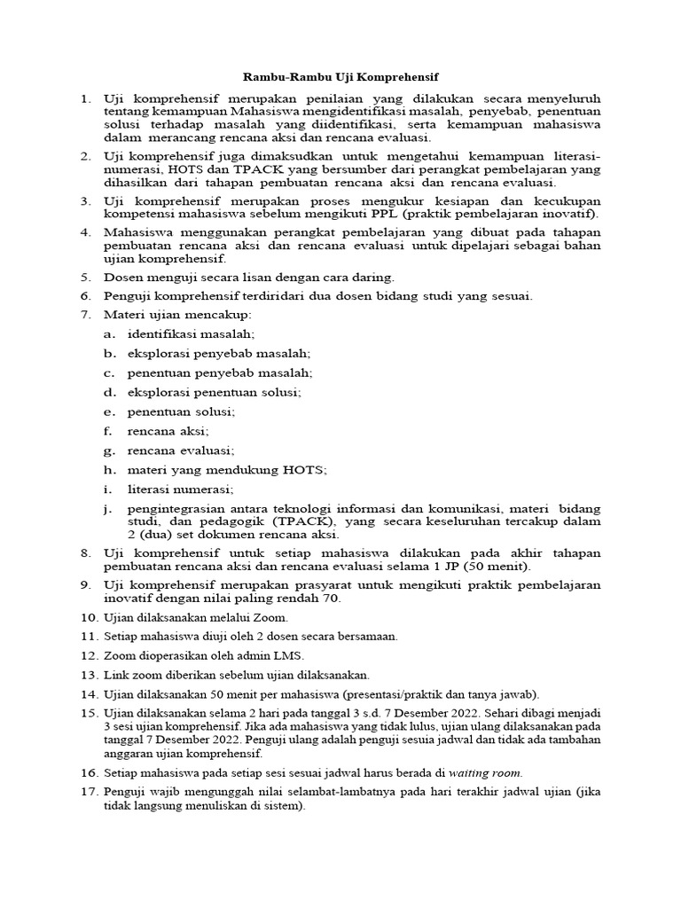 Rambu-Rambu Uji Komprehensif Rev | PDF