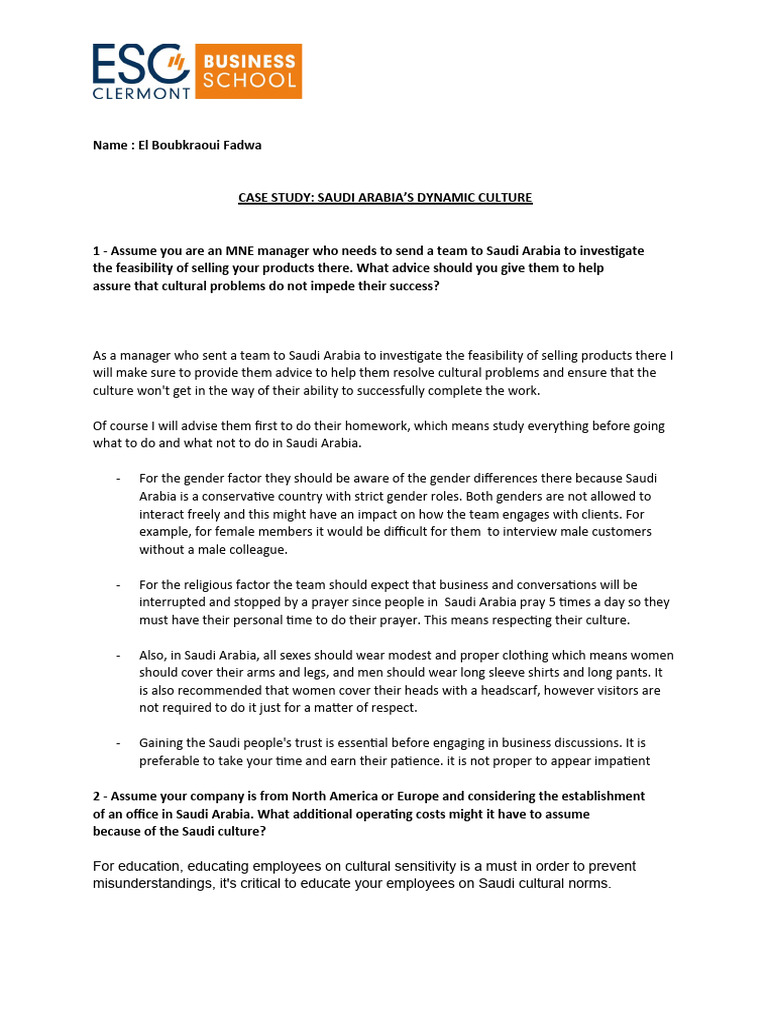 Case Study - Saudi Arabia's Dynamic Culture | PDF | Gender | Gender Studies