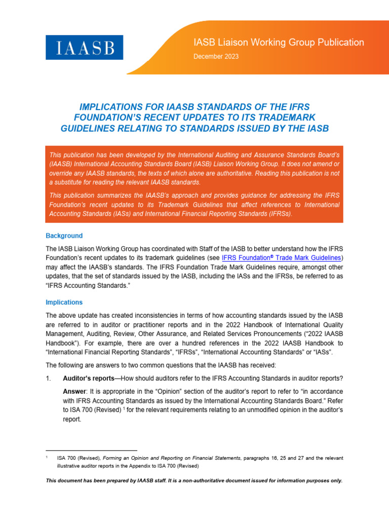 IAASB Guidance On IFRS Trademark Guidelines 1702448801 | PDF | International Financial Reporting ...