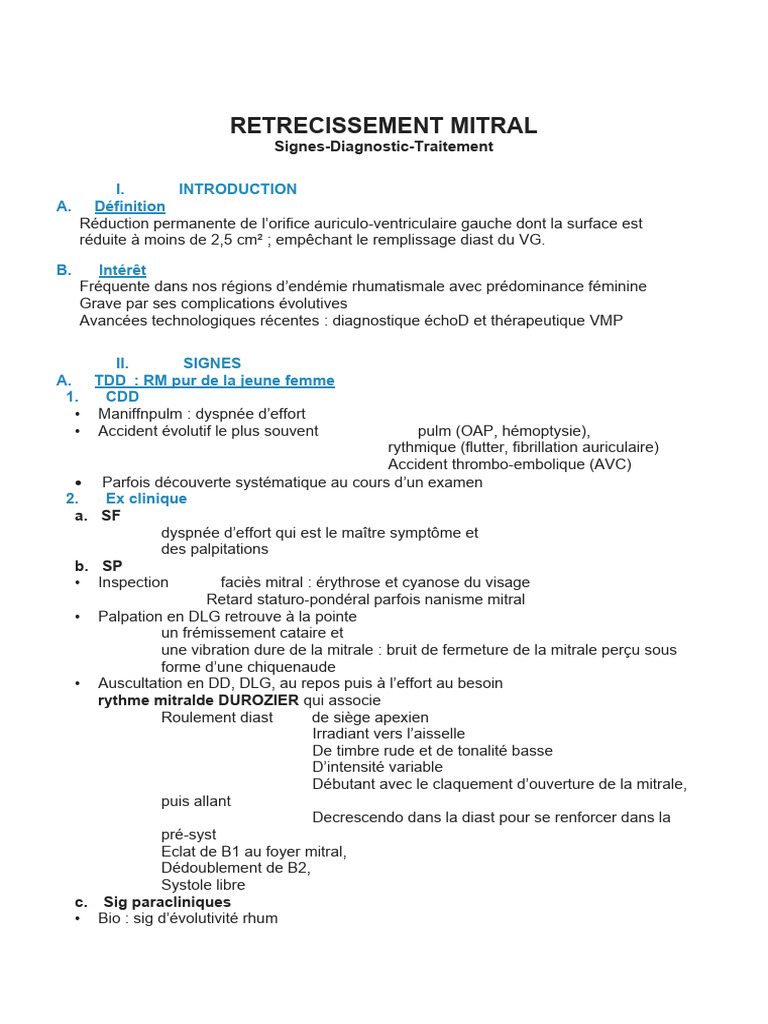 Nanisme mitral et rétrécissement mitral | PDF | Maladies et troubles ...