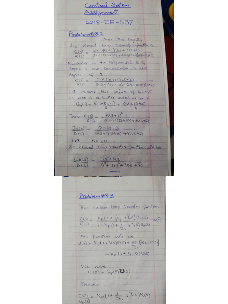 2018 EE537 Assignment Control | PDF