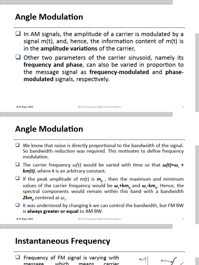 Angle Modulation Pdf Frequency Modulation Modulation
