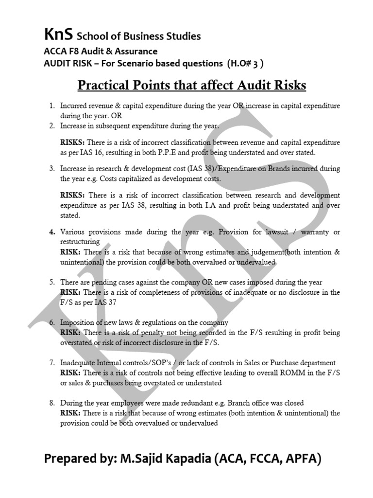 Practical Points That Affect Audit Risks 1703145062 | PDF | Balance ...