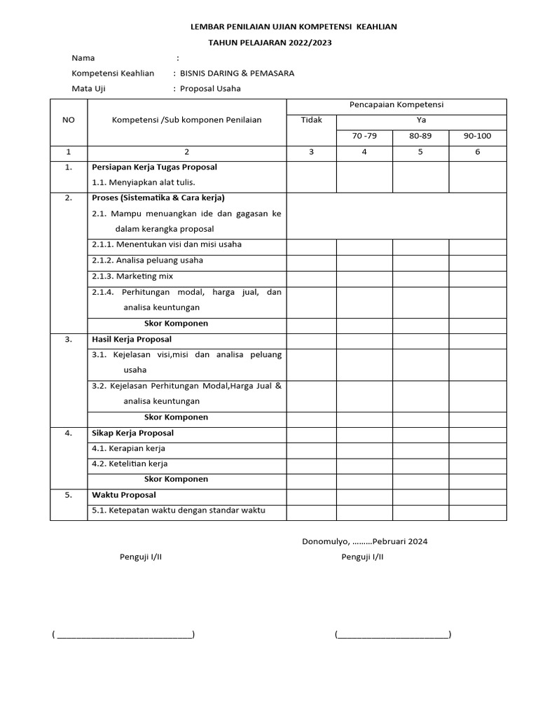 Lembar Penilaian UKK-PROPOSAL DAN PRESENTASI BDP | PDF