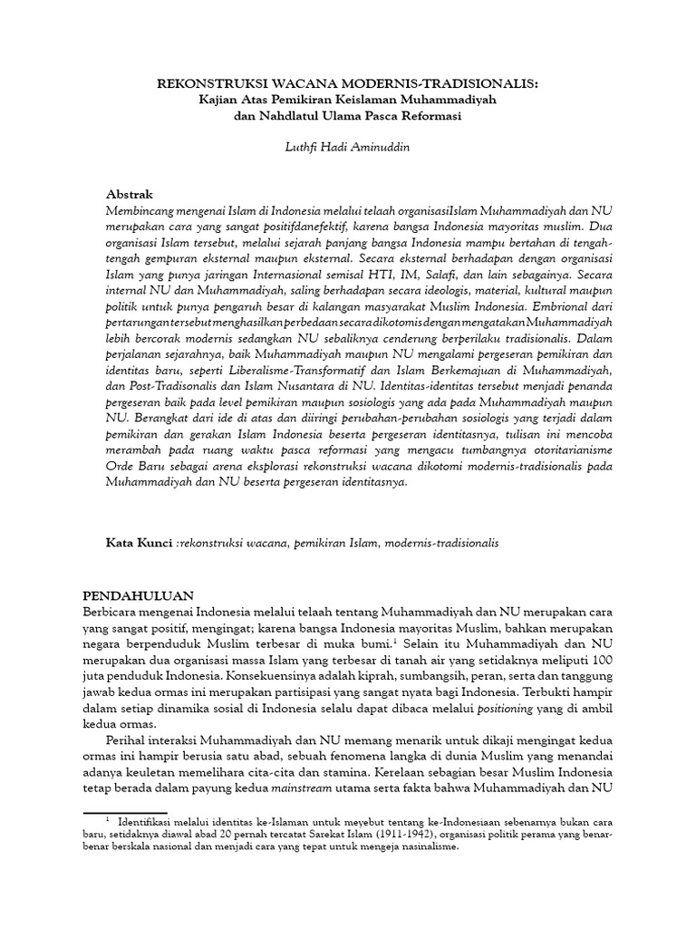 5 - Rekonstruksi Wacana Modernis-Tradisionalis Kajian Atas Pemikiran ...