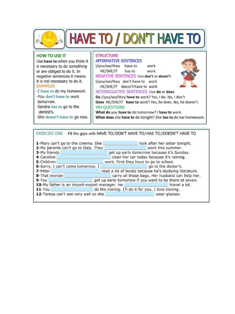Modal Verb Have To Don T Have To | PDF