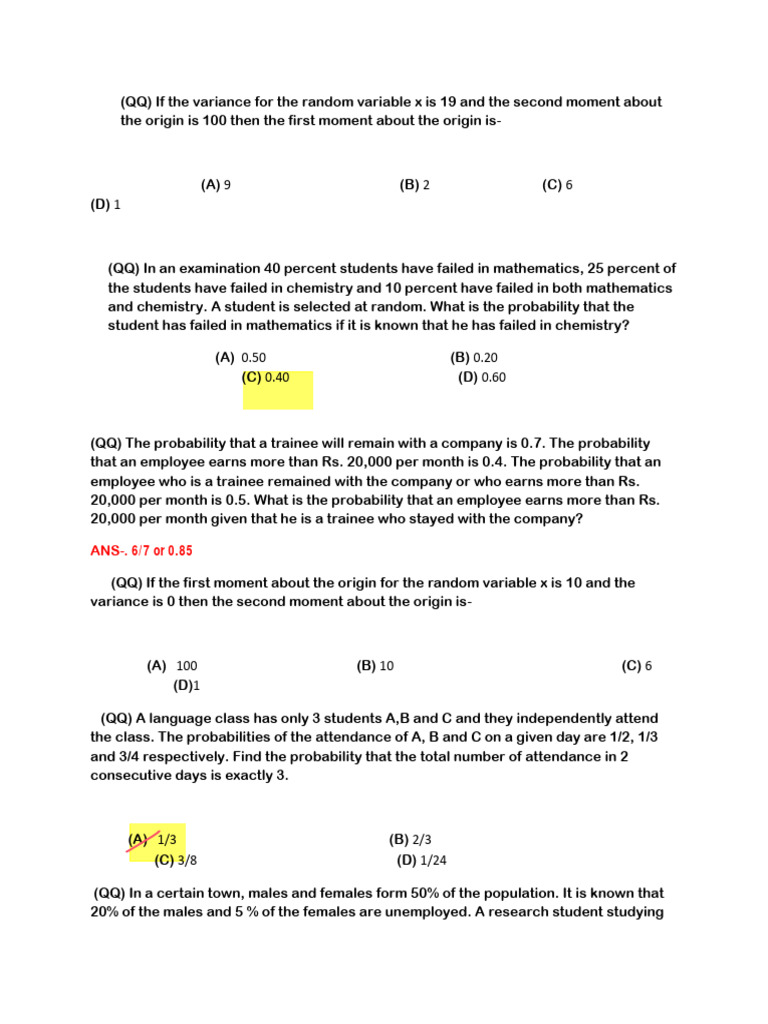 Mth302 With Answers | PDF | Variance | Probability Theory