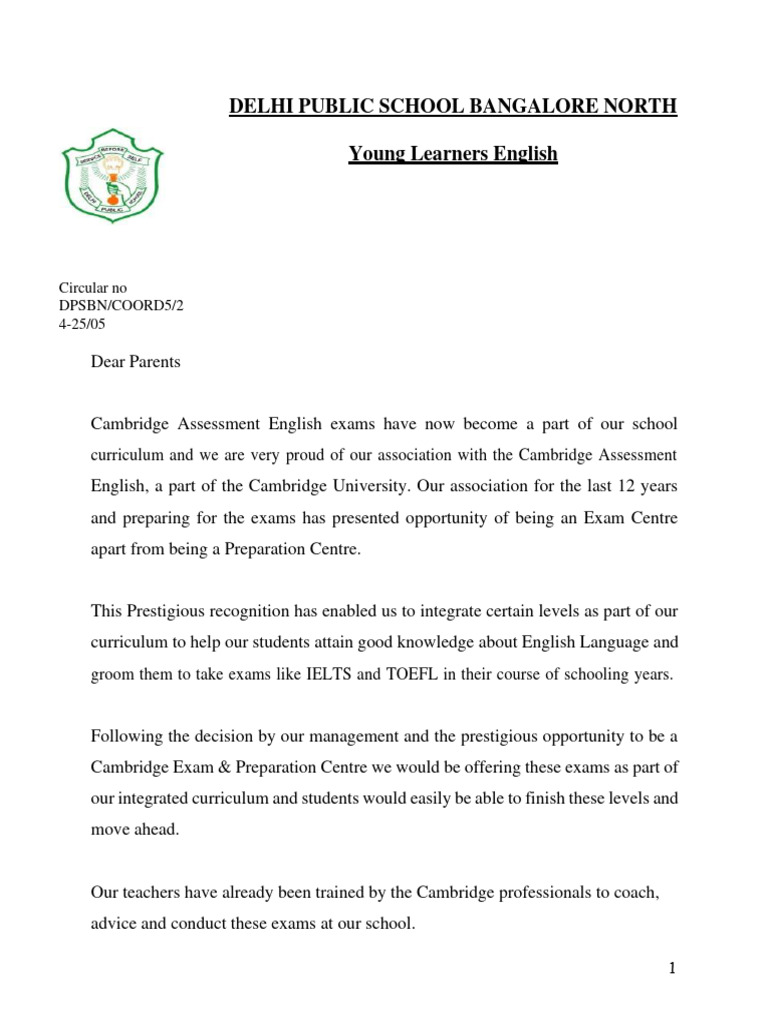 Delhi Public School Bangalore North Young Learners English: Circular No ...