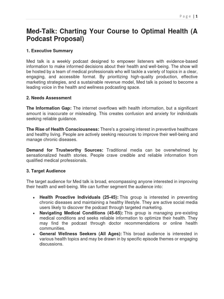 Med Talk Proposal | PDF | Podcast | Advertising