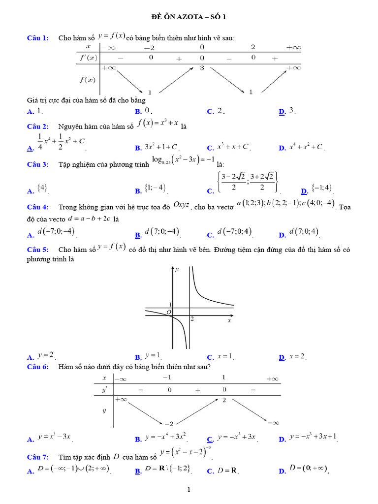 ĐỀ AZOTA SỐ 1- A1 (8-6) | PDF
