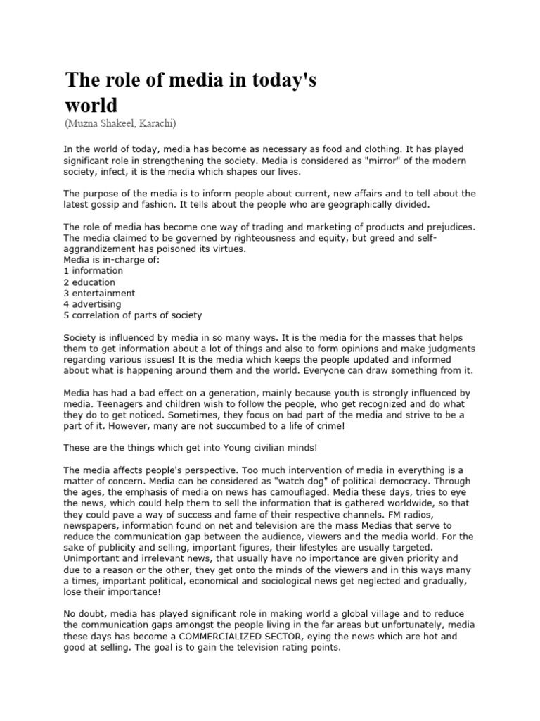 The Role of Media in Today | PDF | Climate Change | Mass Media