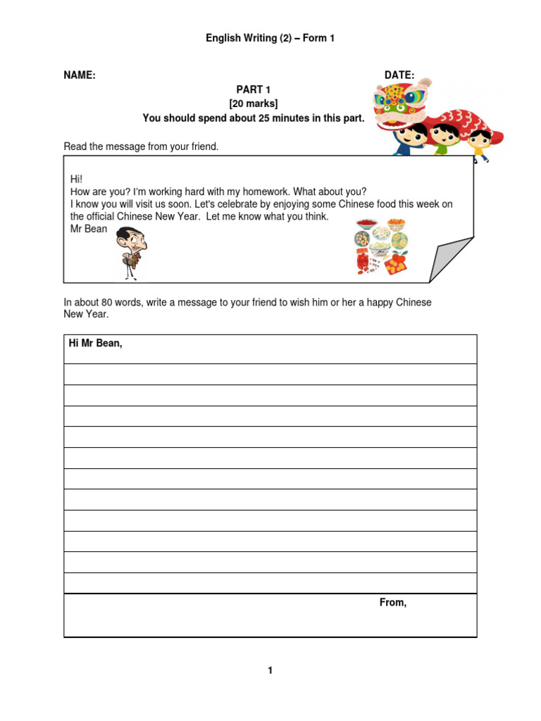 W3 Form 1 English Paper 2 | PDF