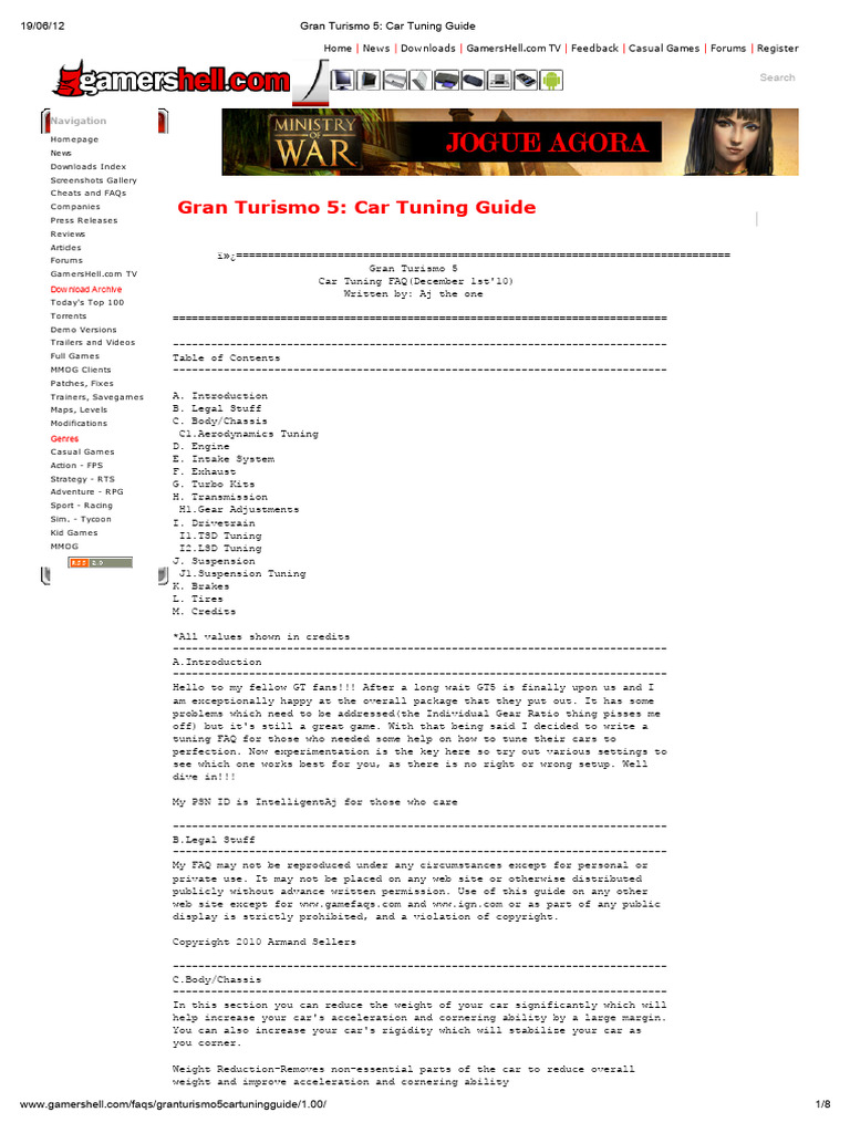 Gran Turismo 5 - Car Tuning Guide | PDF | Clutch | Turbocharger