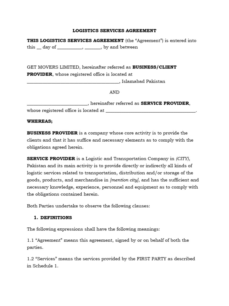 Logistics Services Agreement | PDF | Damages | Indemnity