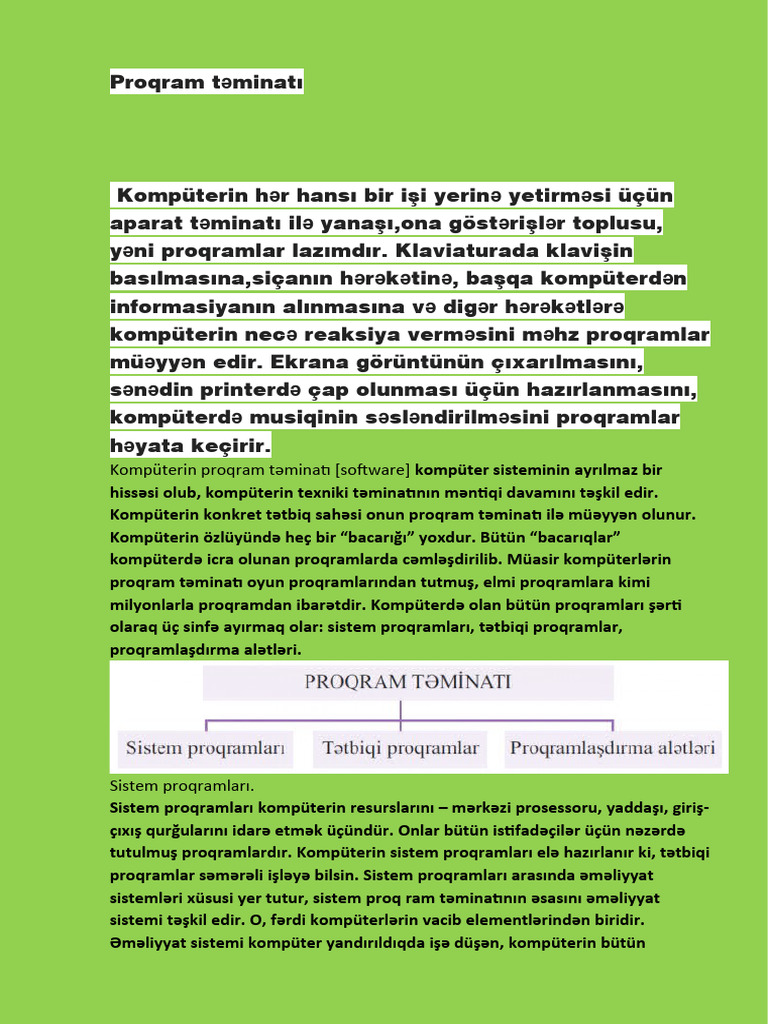 Proqram Təminatı | PDF