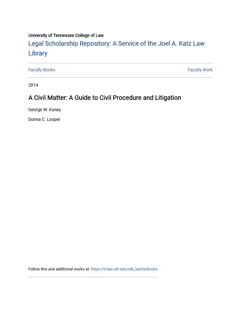A Civil Matter - A Guide To Civil Procedure and Litigation | PDF ...