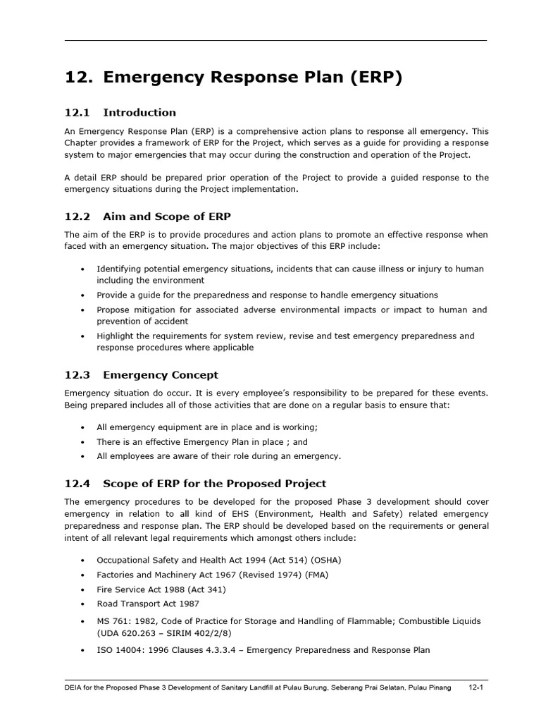 Emergency Response Plan (ERP) | PDF | Emergency | Emergency Management