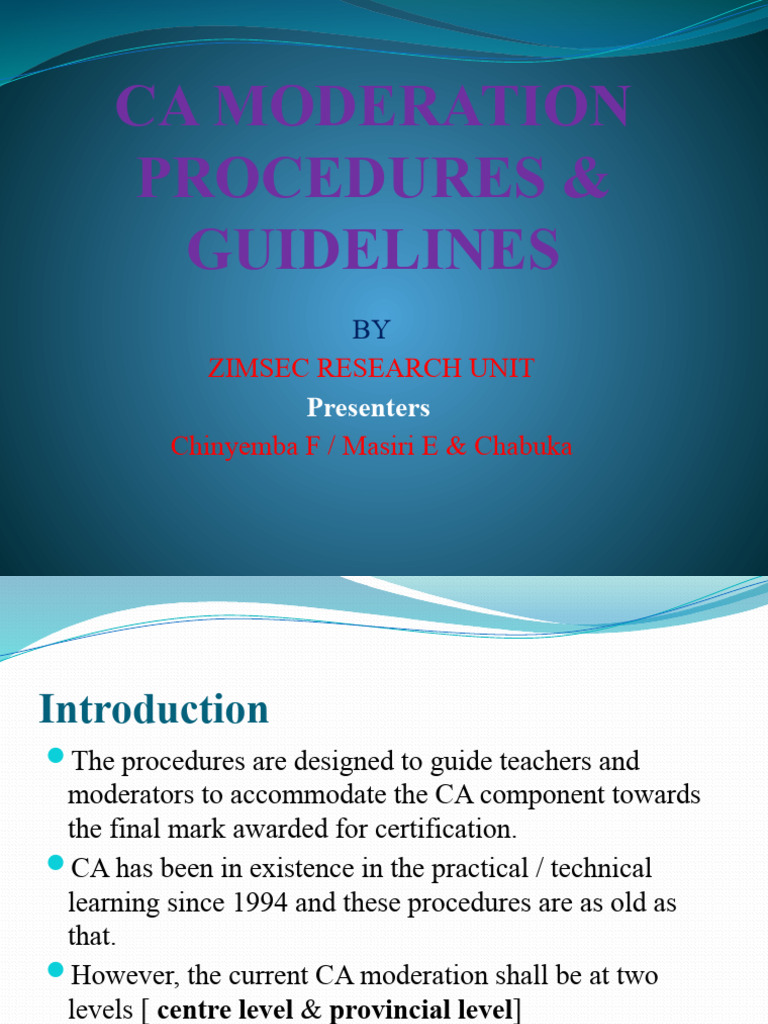 Ca Moderation Procedures & Guidelines | PDF | Educational Assessment | Learning