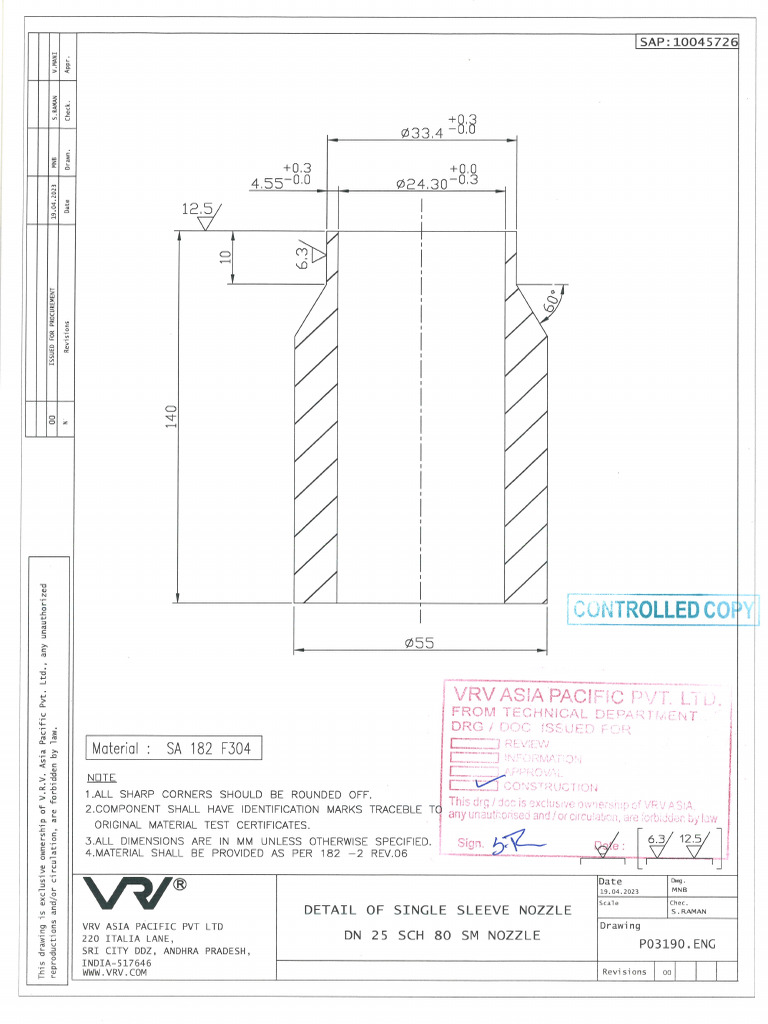 Nozzle Part DWG - Bokaro | PDF