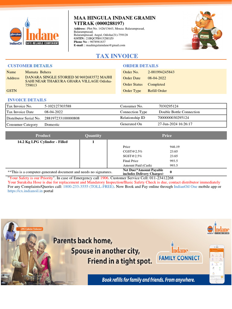 Einvoice 2-001994245843 | PDF | Liquefied Petroleum Gas | Insurance