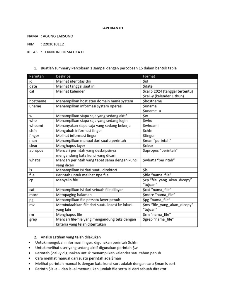 Laporan Modul 01 | PDF