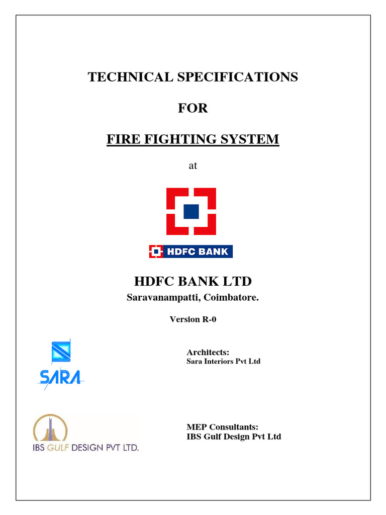Ibs HDFC Coimbatore Fire Fighting Tender Specifications 10062024 | PDF ...