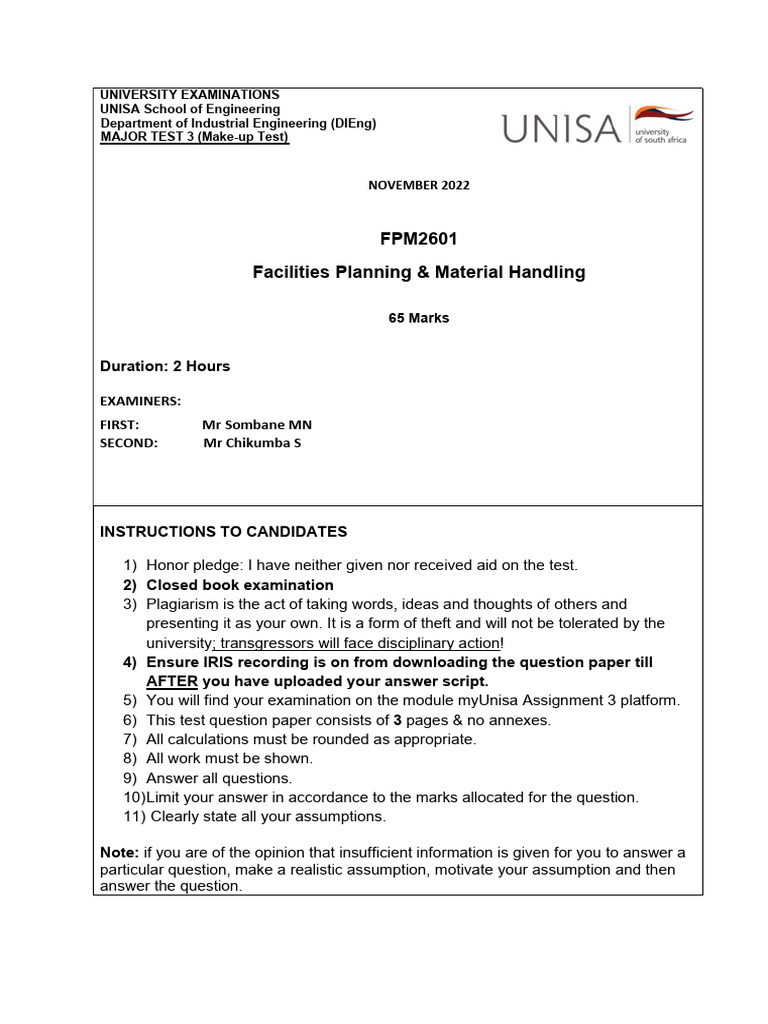 Make Up Test Nov 2022 Pdf