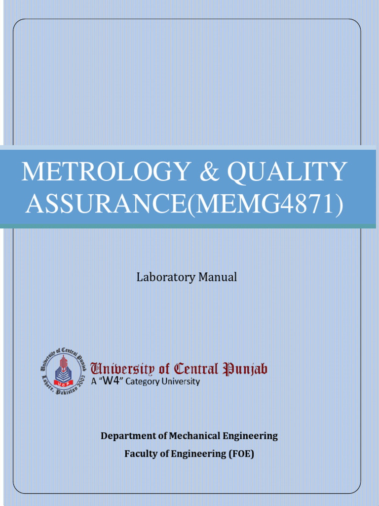 Metrology & Quality Assurance Lab Manual | PDF | Calibration | Metrology
