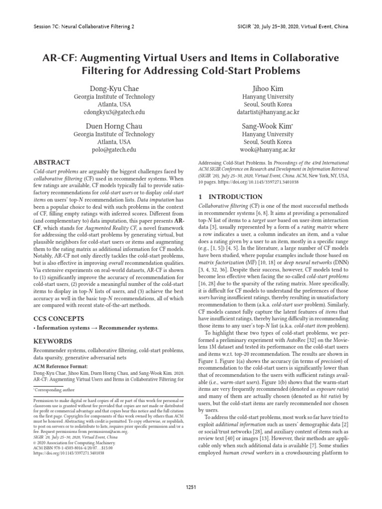 ARCF Augmenting Virtual Users and Items in Collaborative Filtering For Addressing Cold-Start ...