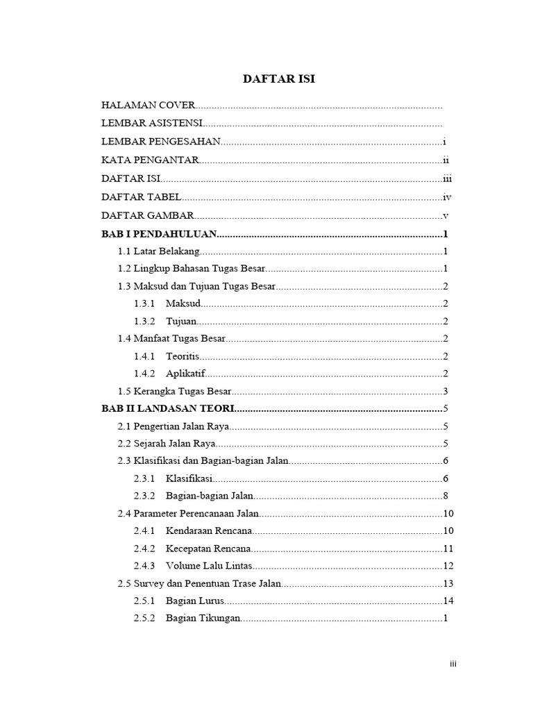 Daftar Isi, Tabel, Gambar. Pgj. | PDF