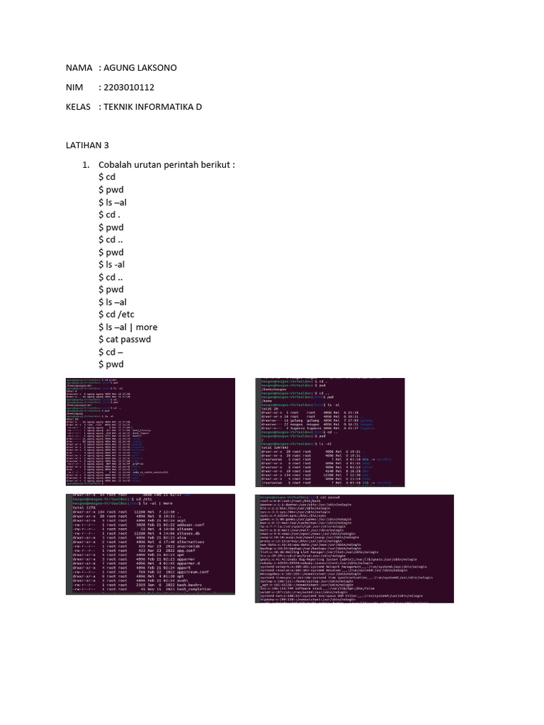 Praktik Perintah Linux Dasar | PDF | Metode & Bahan Ajar | Komputer