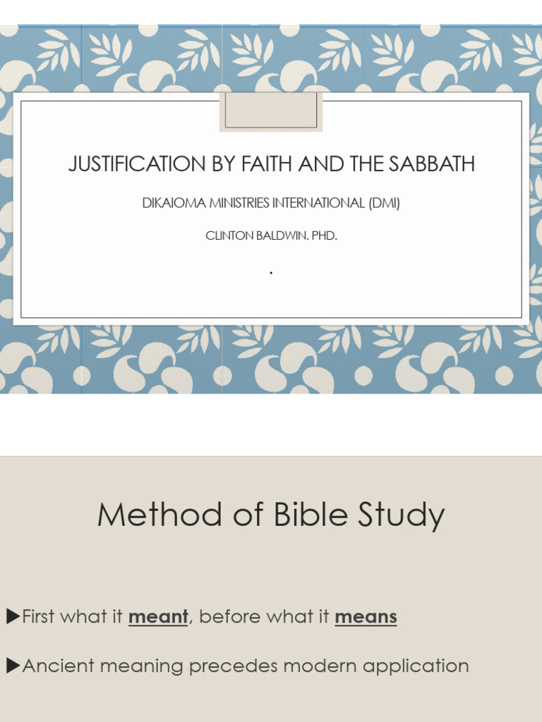 Justification by Faith and The Sabbath | PDF | Justification (Theology) | Sola Fide