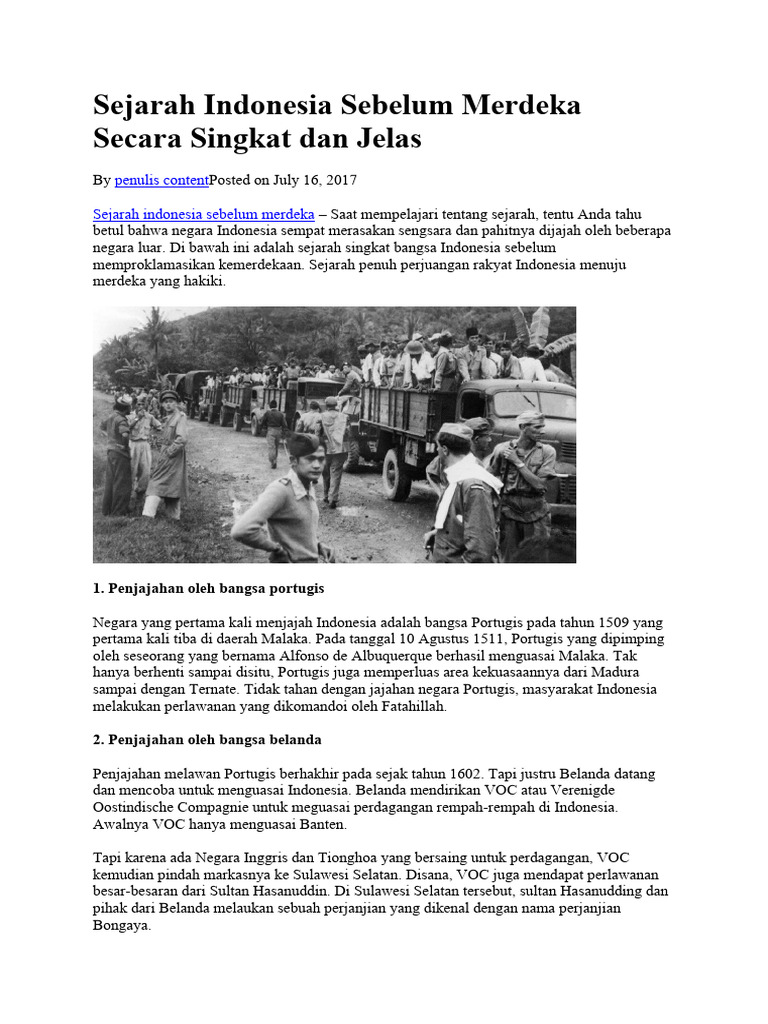 Sejarah Indonesia Sebelum Merdeka Secara Singkat dan Jelas | PDF Sejarah Indonesia Sebelum Merdeka Secara Singkat dan Jelas | PDF