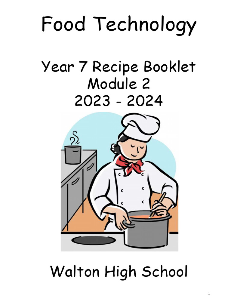 Food Technology Year-7-Recipe-Book-Module-2-2023-2024 | PDF | Cakes | Pasta