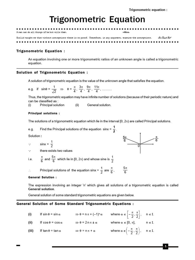 Trigonometric Eqns Theory Pdf Trigonometric Functions Equations