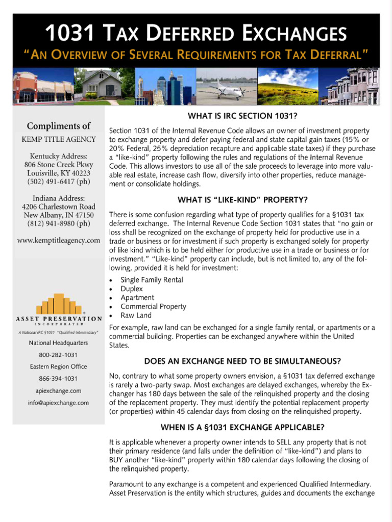 1031-Exchange-Basics | Download Free PDF | Taxes | Economies