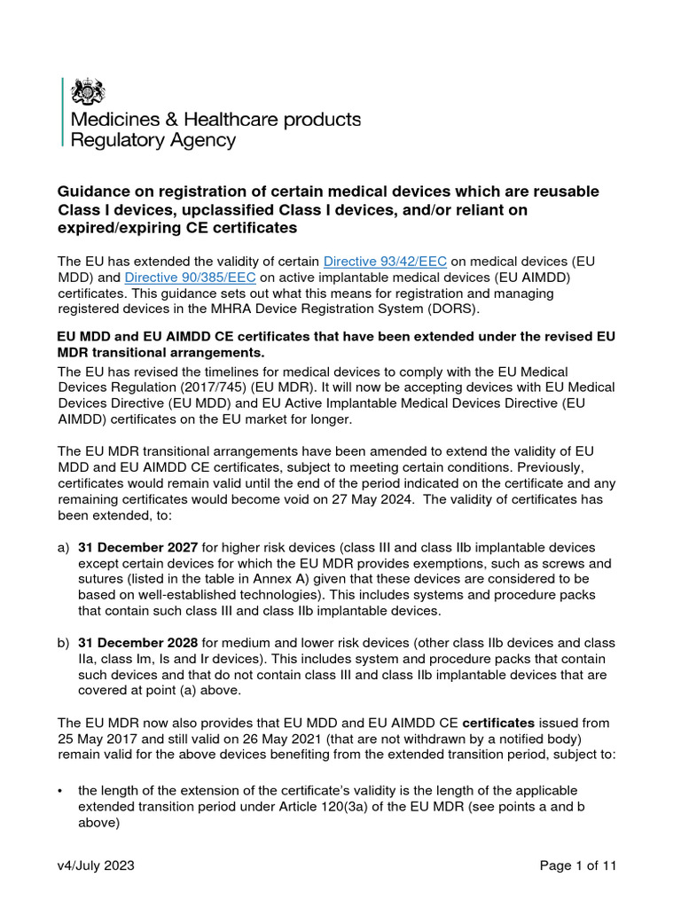 Guidance on EU Medical Device Registration | PDF | Medical Device ...