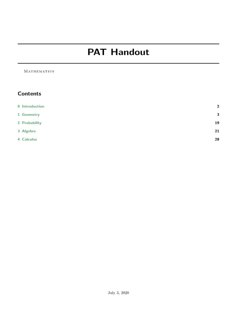 Handout - PAT | PDF | Triangle | Geometry