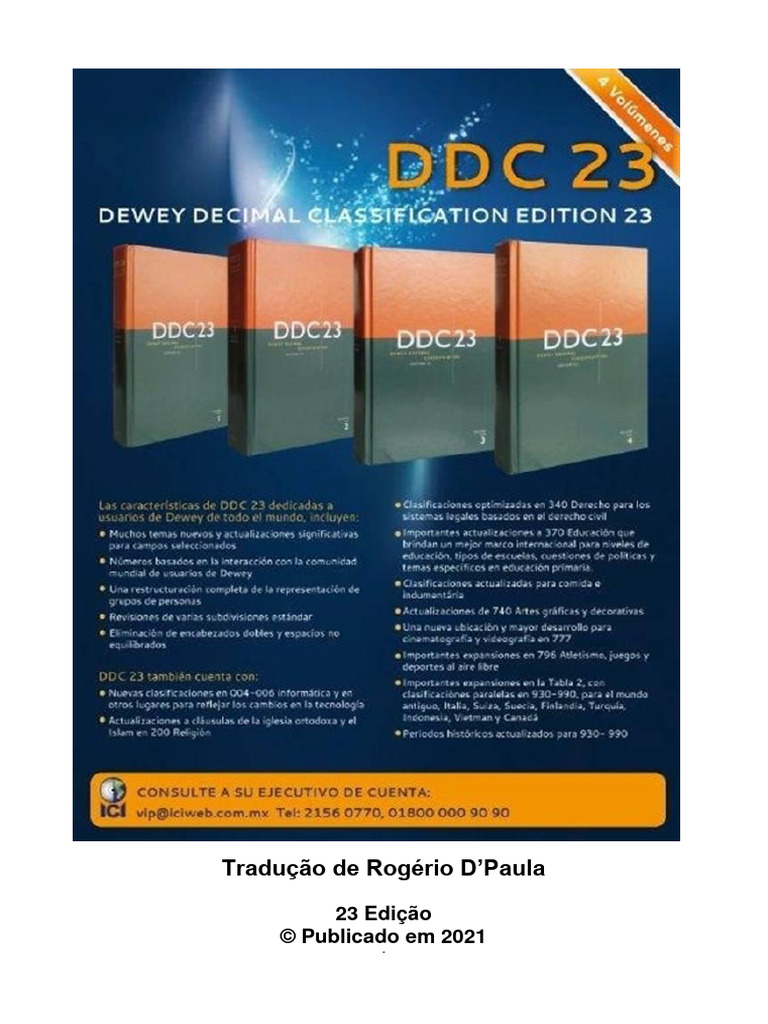 CDD Classification Decimal Dewey 23 Edição Traduzida e Completa | PDF ...