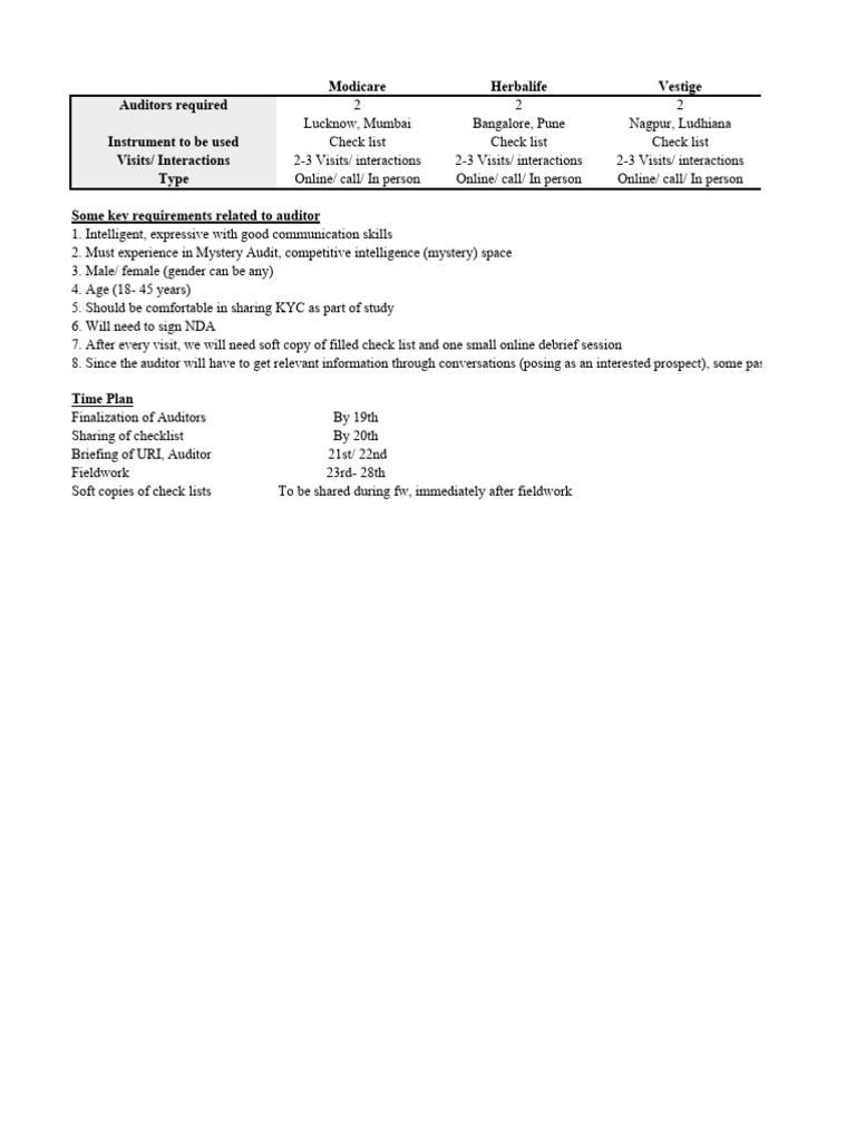 Auditor Recruitment Checklist and Plan | PDF