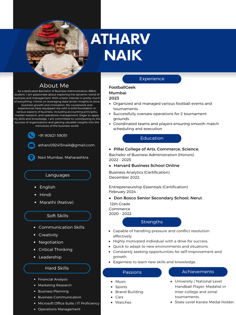 Atharv Naik Resume | PDF | Business | Cognition