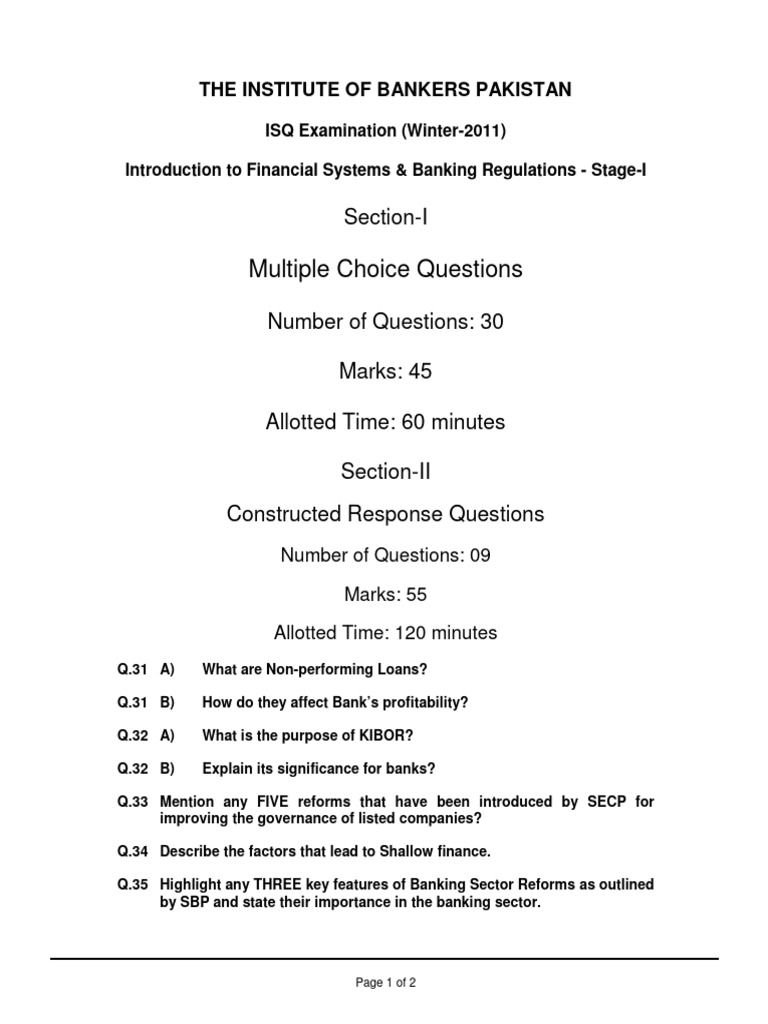 Banking Regulations Exam Guide 2011 | PDF | Finance & Money Management ...