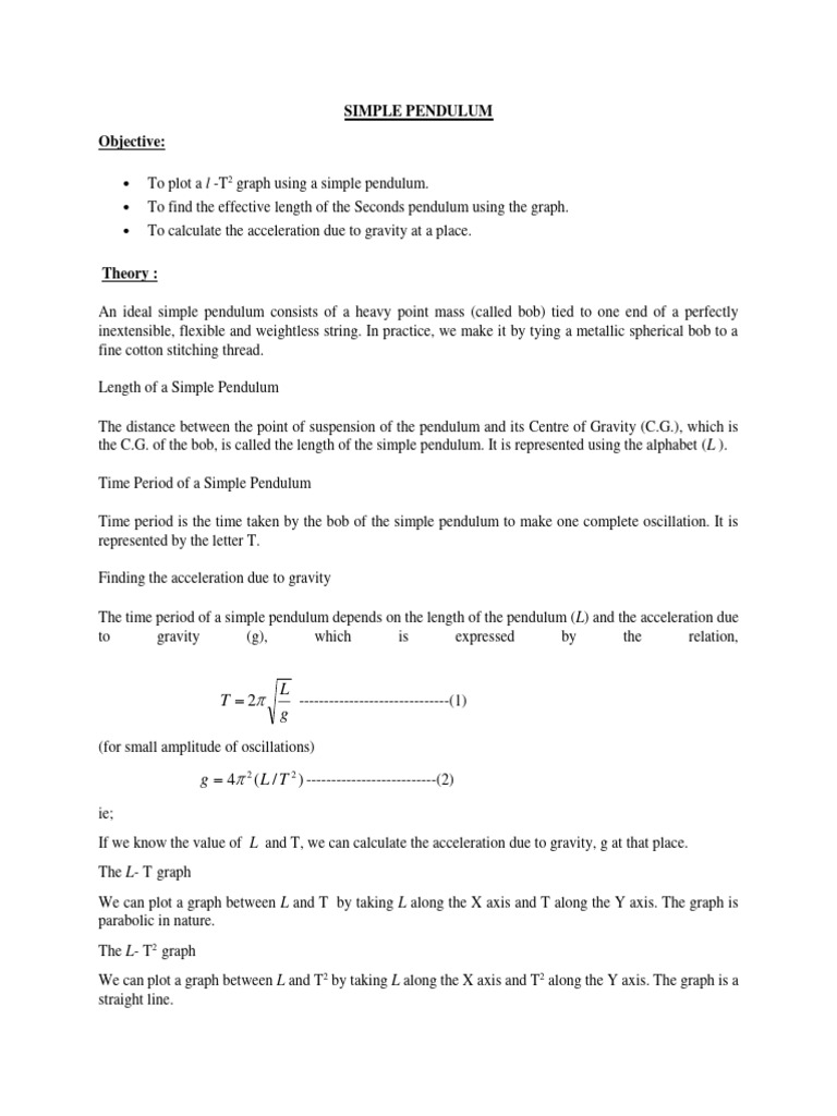Simple Pendulum | PDF | Pendulum | Physical Quantities