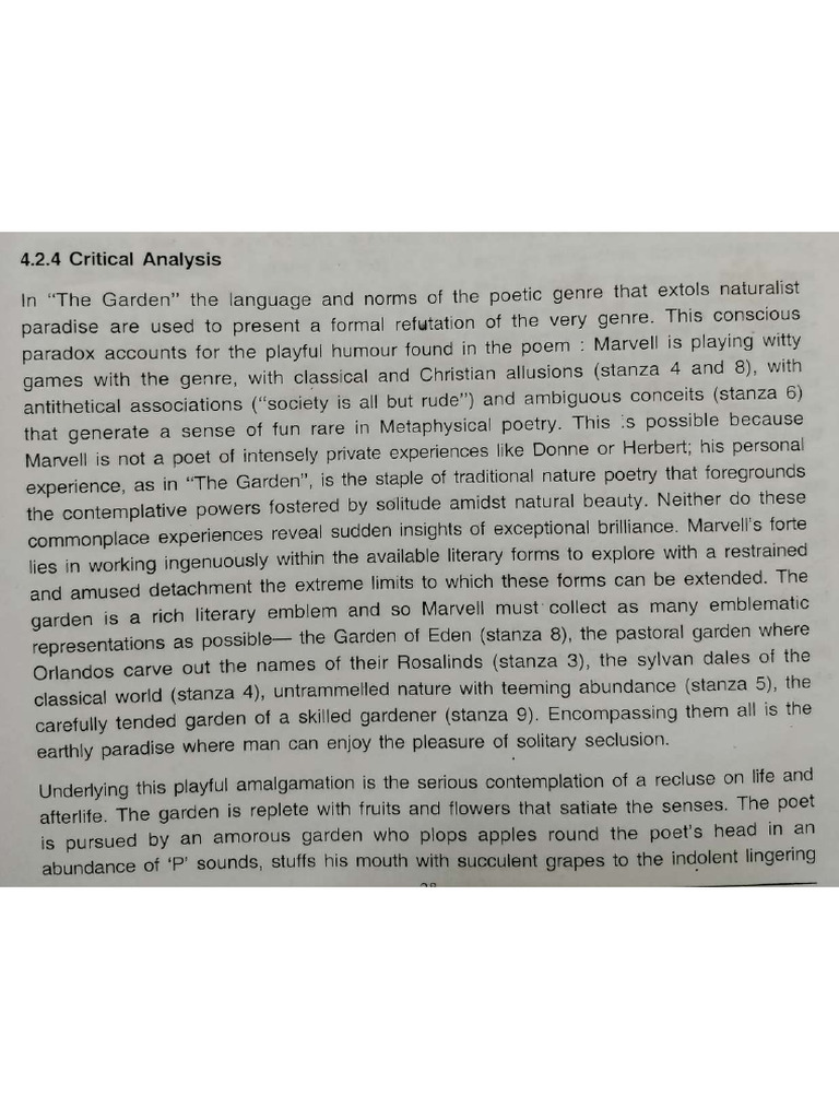 The Garden Critical Analysis Two | PDF