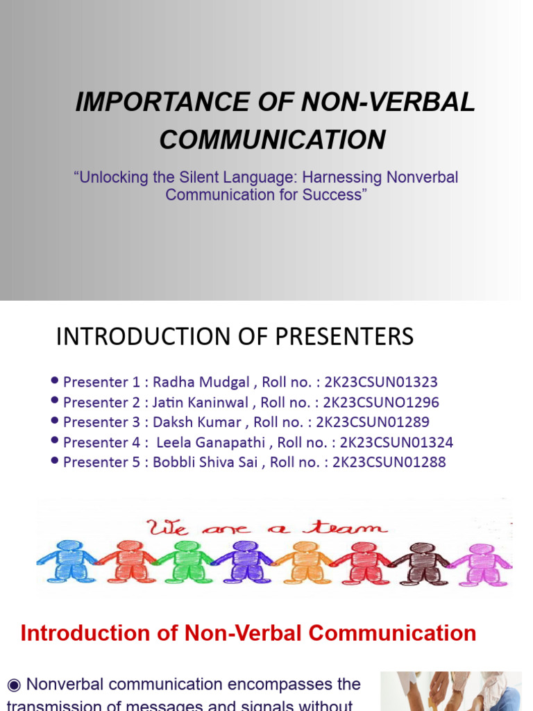 Group 7 Presentation | PDF | Nonverbal Communication | Communication