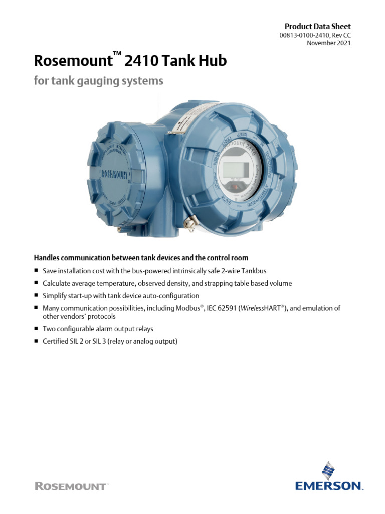 Product Data Sheet Rosemount 2410 Tank Hub en 104516 | Download Free ...
