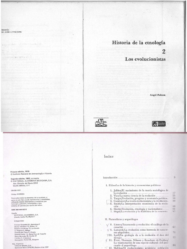 PALERM (1976) Historia de la etnología. Los Evolucionistas (seleccion ...