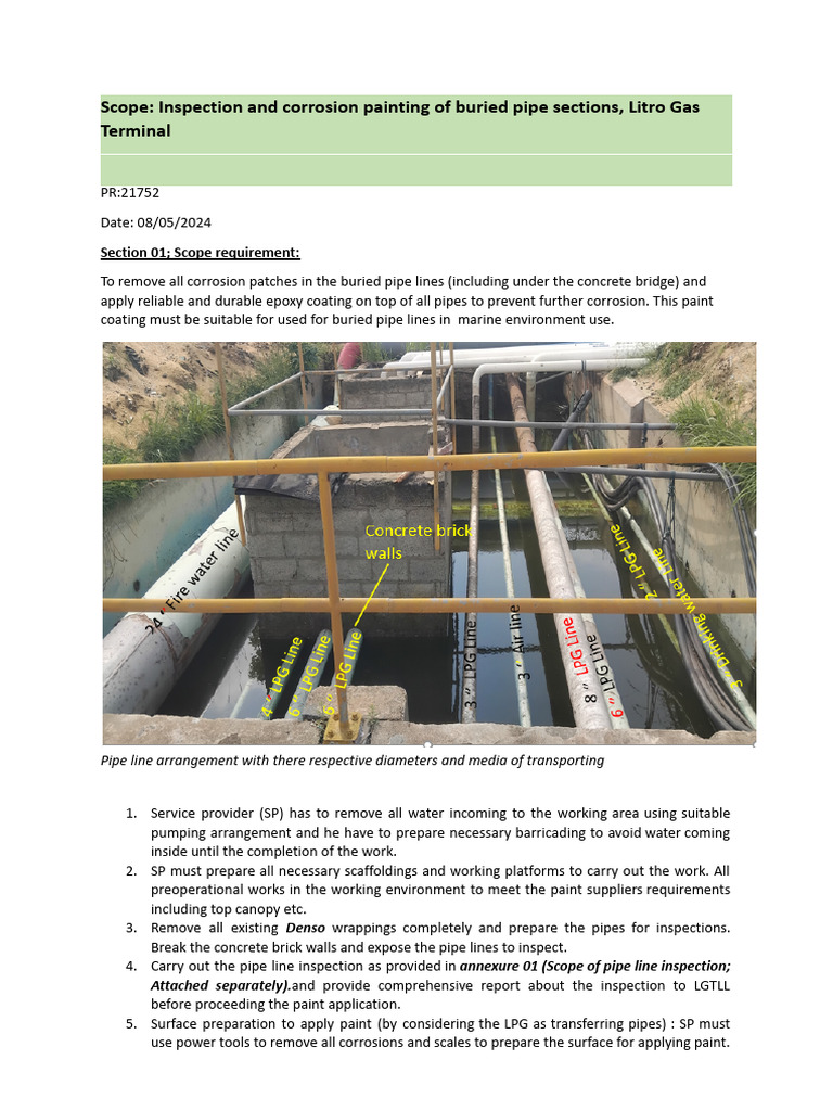 Scope - Inspection and Corrosion Painting of Buried Pipe Sections ...