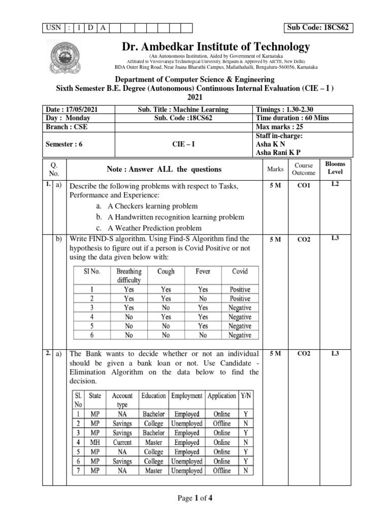 ML CIE-1 | PDF | Machine Learning | Cognitive Science
