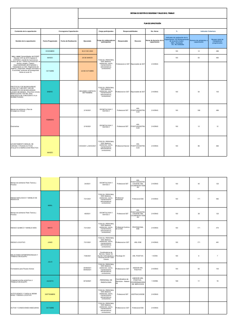 Modelo Plan de Capacitaciones Anual | PDF